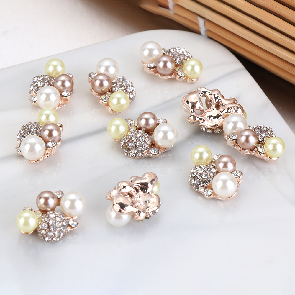 10pcs Pearl Rhinestones Buttons Wedding Ornament D... – Grandado