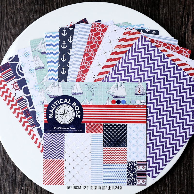KLJUYP 12 Sheets Nautical Rose Scrapbooking Pads P... – Grandado