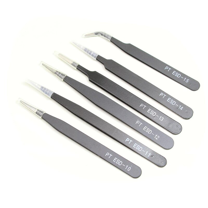 6Pcs Electronics Tweezers Forceps Anti-static ESD ... – Grandado