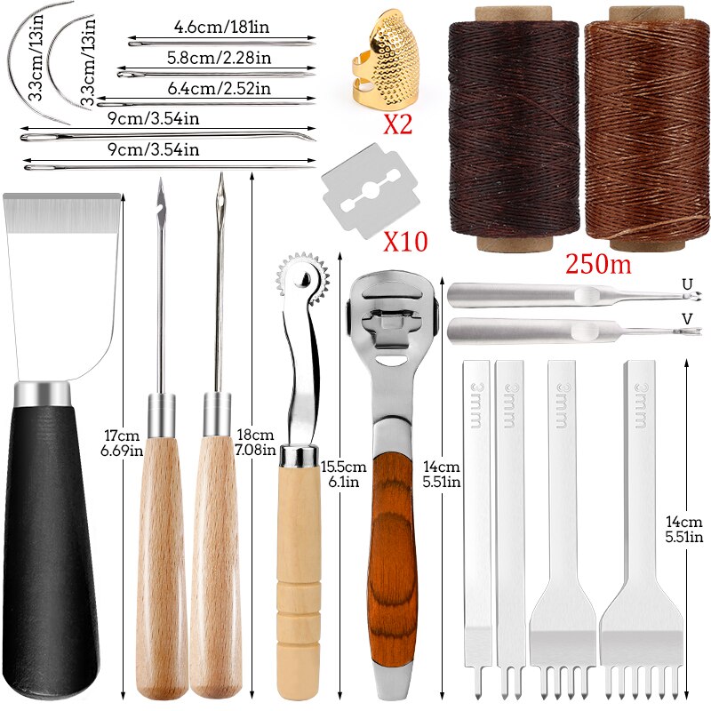 MIUSIE Leather Crafts Kit Hole Punches Lacing Stit... – Vicedeal