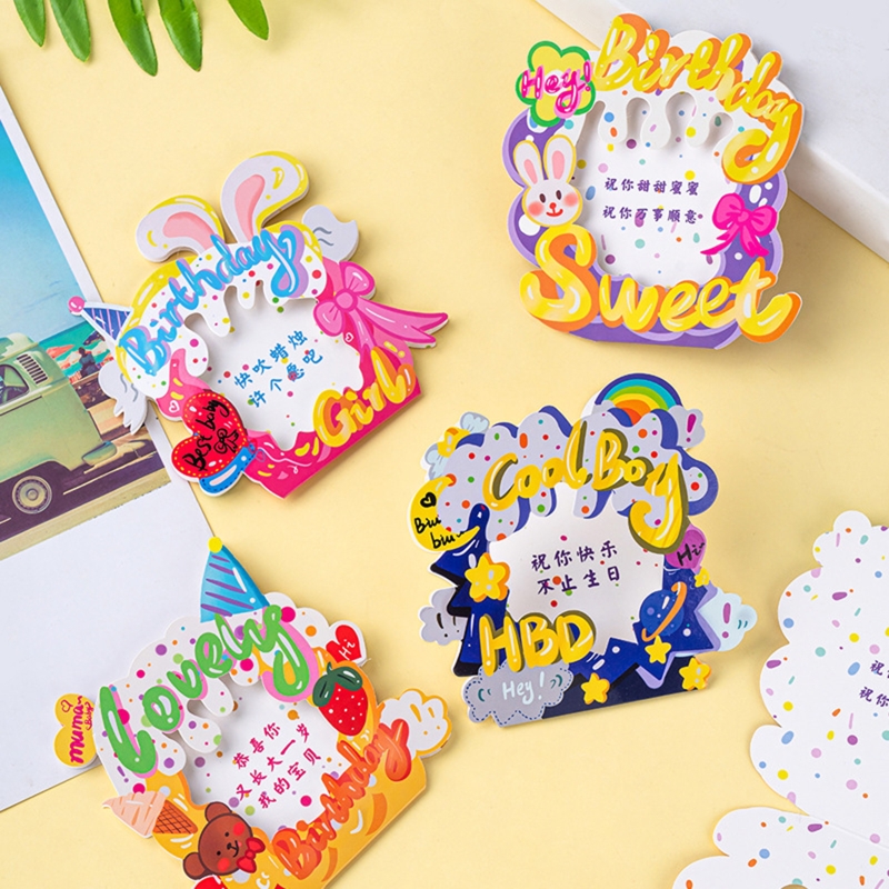 3D Pop Up Birthday Card Photo Frame Card Cartoon B... – Grandado