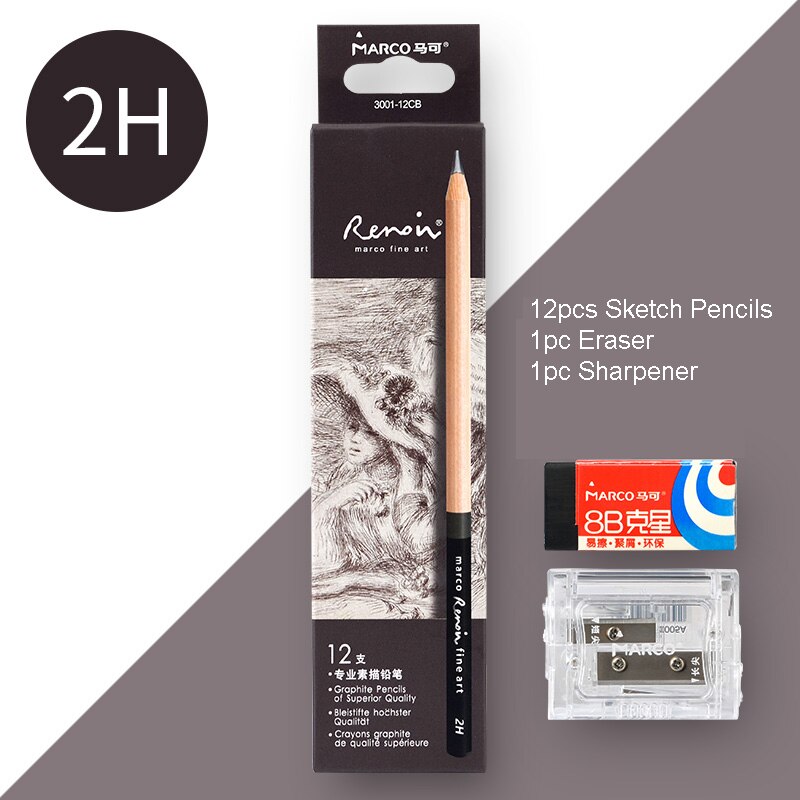 Marco Sketch Pencils Set Charcoal Pencil Paper Sti... – Grandado
