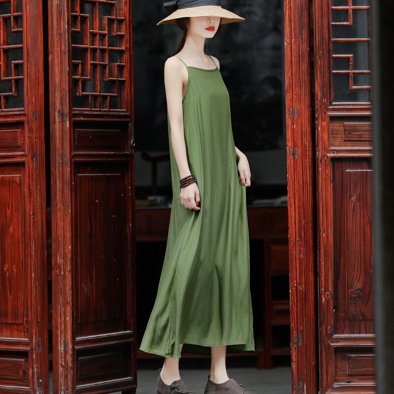 Long Sling Slip Dress for Women Inner and outer ve... – Vicedeal