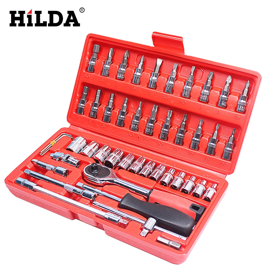 46-piece auto repair tool set manual hardware tool... – Vicedeal