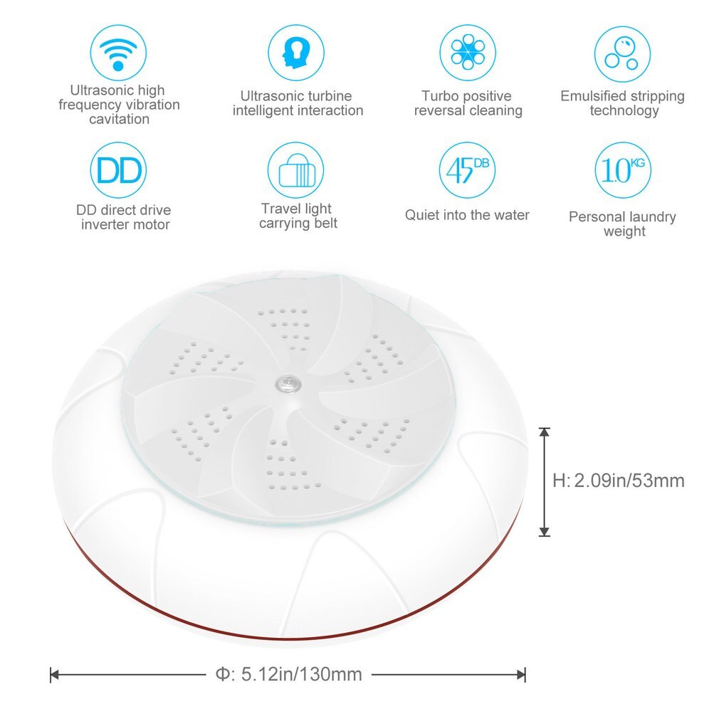 Mini Ultrasonic Washing Machine Portable Turbo Per... – Grandado