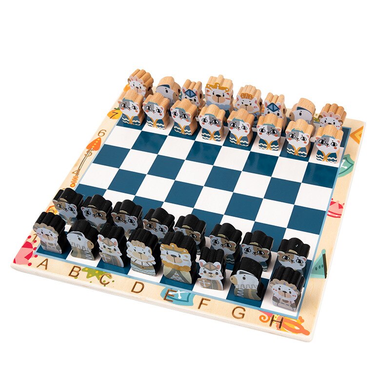 Wooden Children Cartoon Chess Set Three-Dimensiona... – Grandado