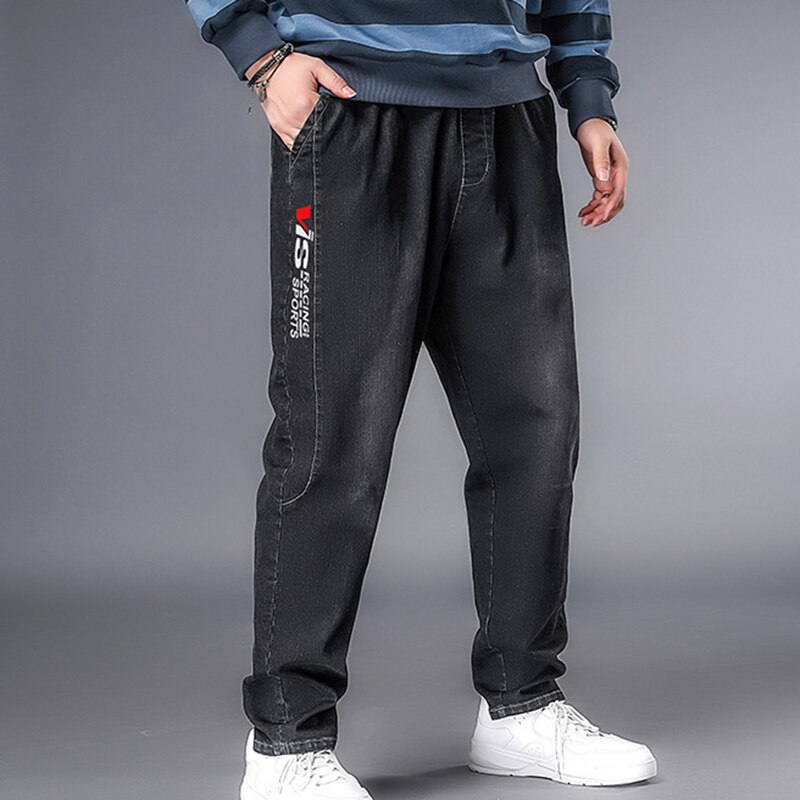 Plus size XL-7XL men denim jeans loose solid color... – Vicedeal