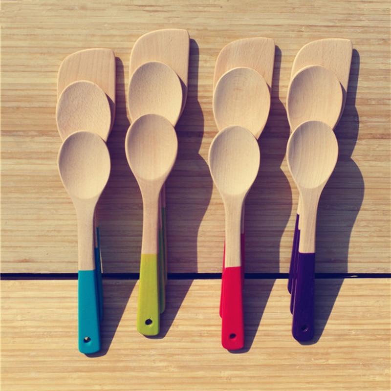 Coloful Handle Wooden Spoons Beech Wood Pan Turner... – Grandado