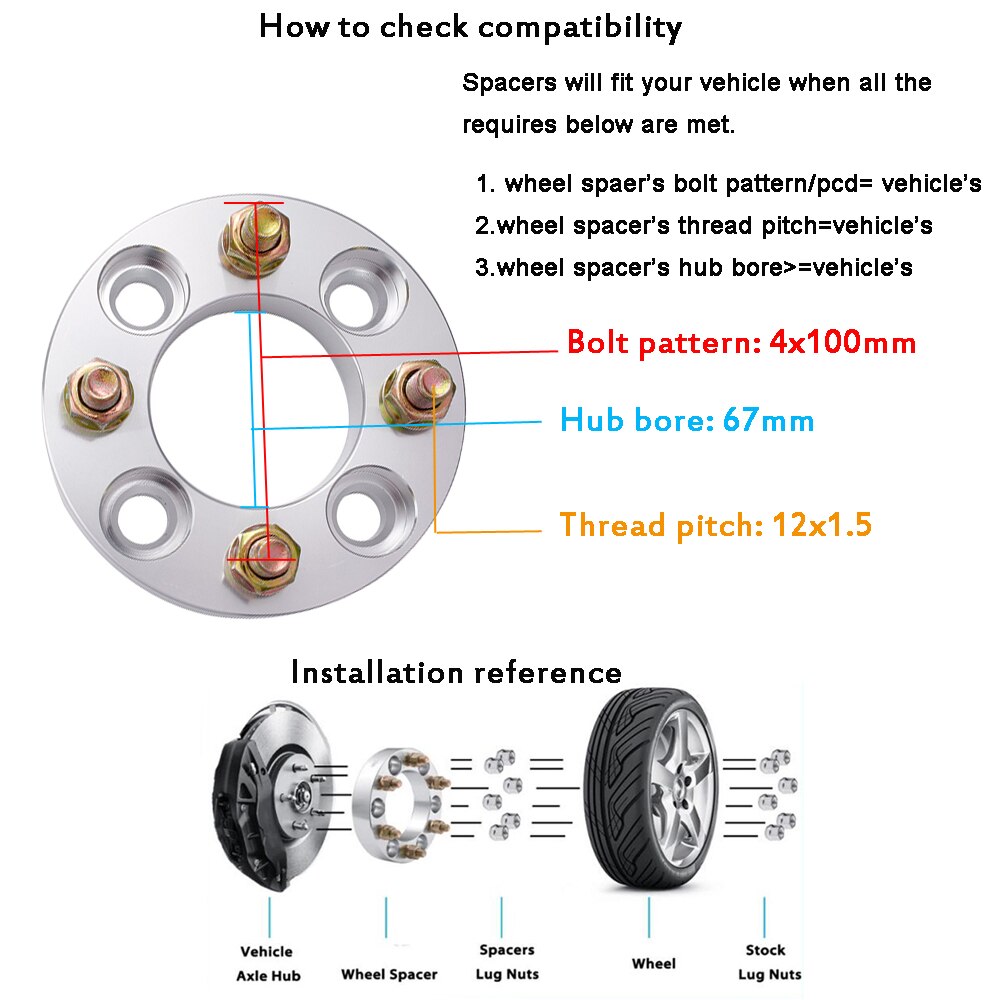 2 stücke Auto Rad Spacer Adapter Zentrum Bohrung P... – Vicedeal