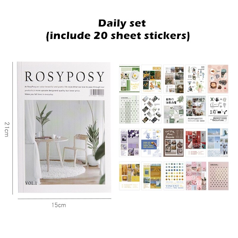 Rosy Posy 20 Page Notebook Stickers Set INS Style ... – Grandado