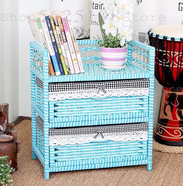 Two-layer white rattan storage cabinet drawer-styl... – Grandado Two-layer white rattan storage cabinet drawer-styl... – Grandado