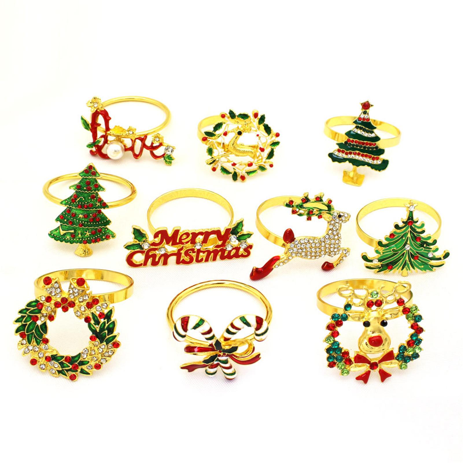 Metal Christmas Tree Napkin Rings Bow Flower Wreat... – Vicedeal