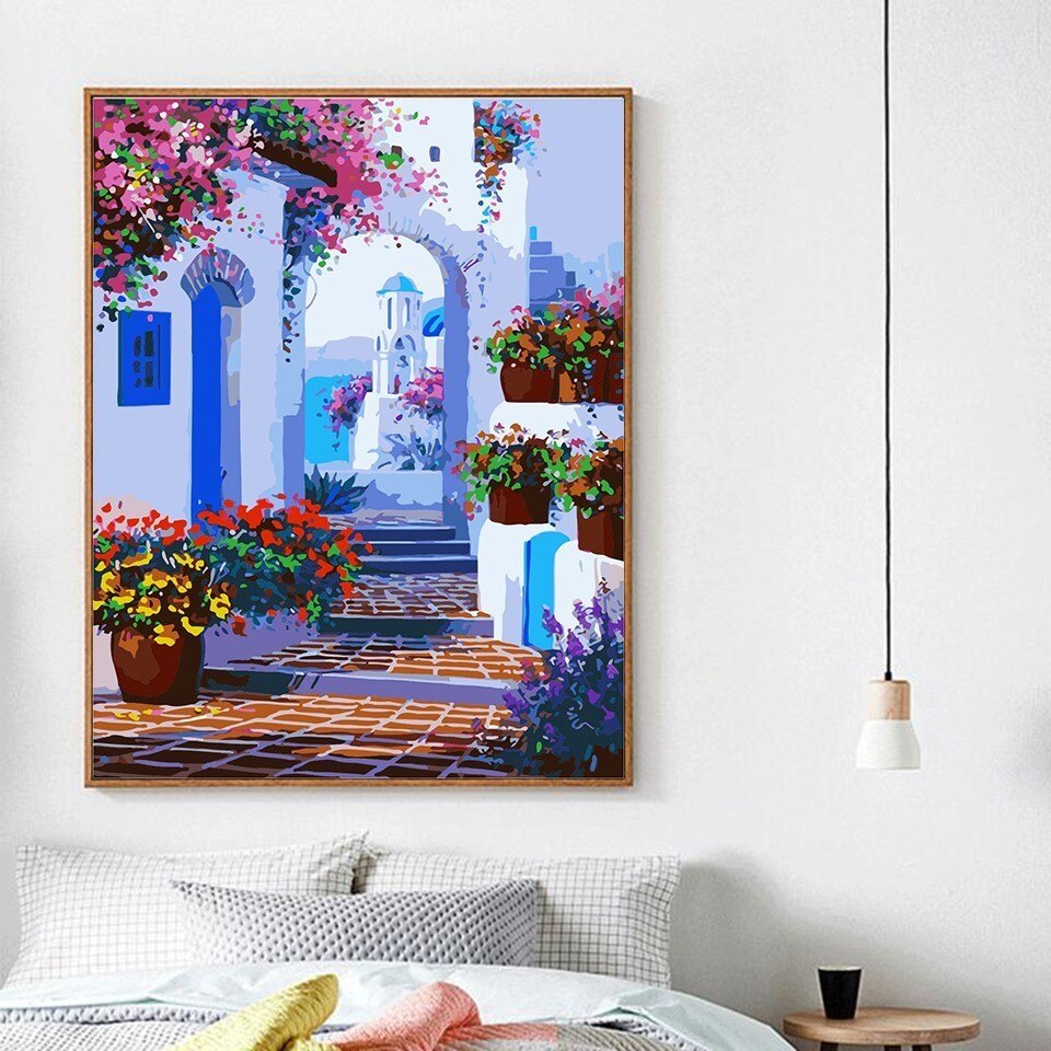 AZQSD Courtyard DIY Painting By Numbers Modern Hom... – Vicedeal