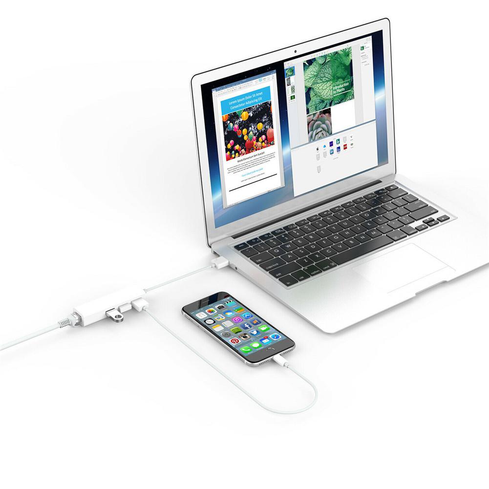 Usb Ethernet Met 3 Poort TYPE-C Hub Usb 2.0 Hub RJ... – Vicedeal