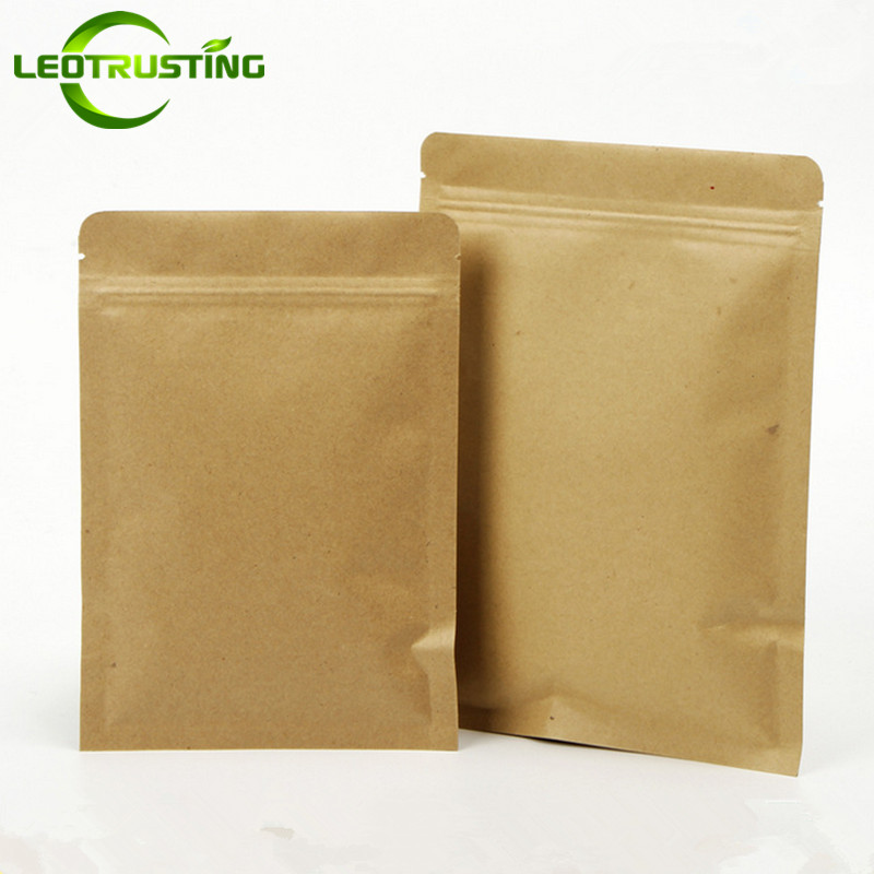 100pcs Flat Kraft Paper Zip Lock Packaging Bag Cap... – Grandado