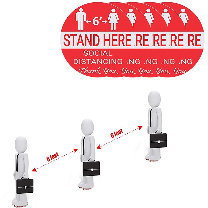 10Pcs/Lot Stand Here Social Distancing Stickers Ke... – Grandado