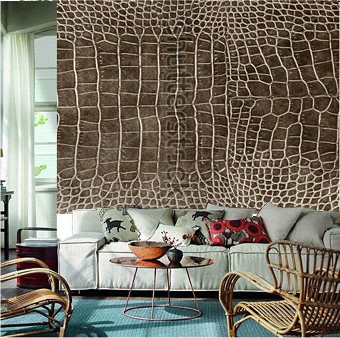 Custom 3D muurschilderingen, donkerbruin krokodill... – Vicedeal