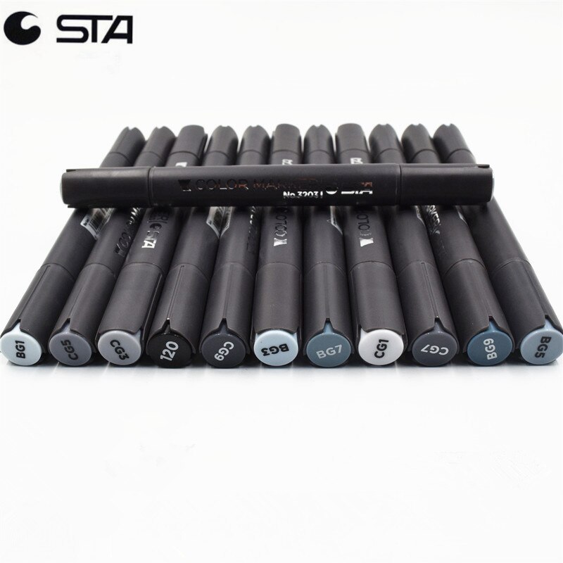 STA 12 Cool Grey Colors Art Markers Grayscale Arti... – Vicedeal