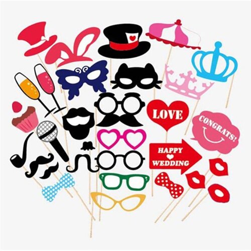 31 stks/set Wedding Photo Booth Props Party Decora... – Vicedeal