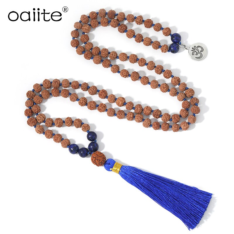 Oaiite Lucky Mala Rudraksha Ketting, Lapis Lazuli ... – Grandado