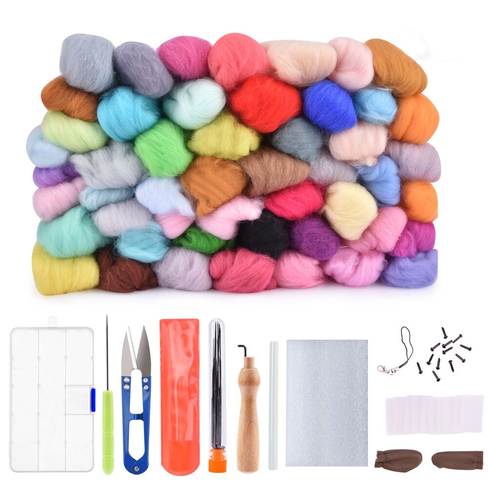 50/36 Colors Wool Felt DIY Roving Wool Felting Too... – Grandado