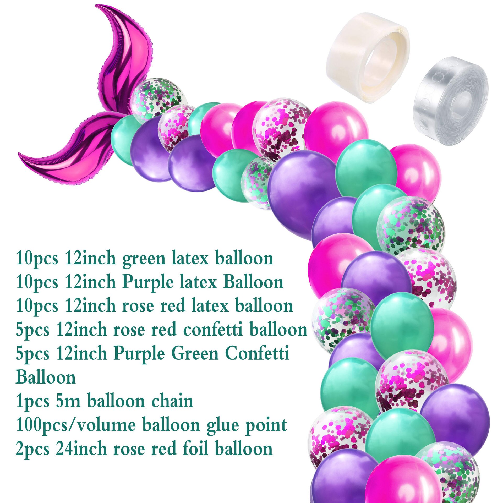44-piece custom mermaid metal balloon combo set, w... – Grandado