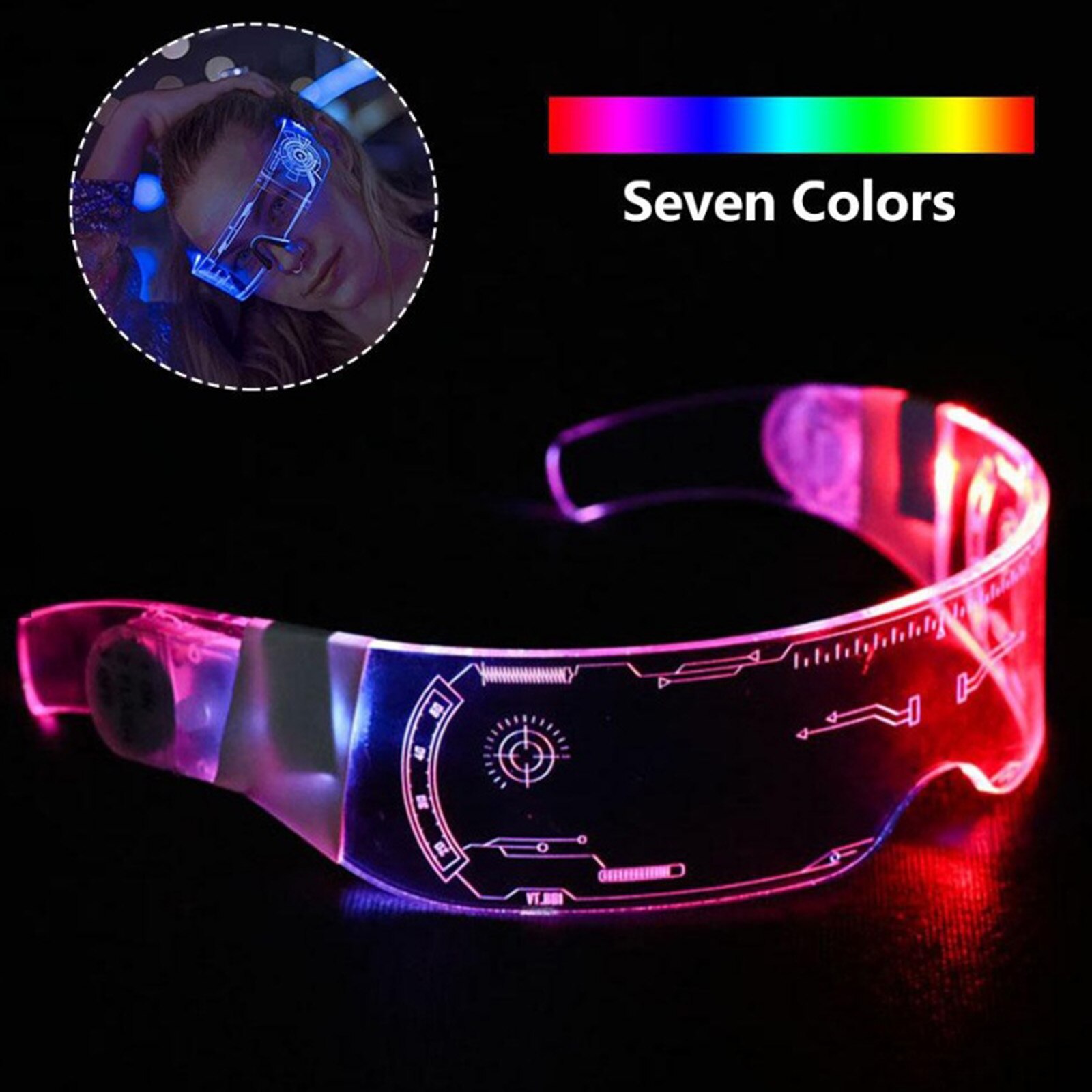 Visor Sunglasses Futuristic LED Shield Glasses for... – Grandado