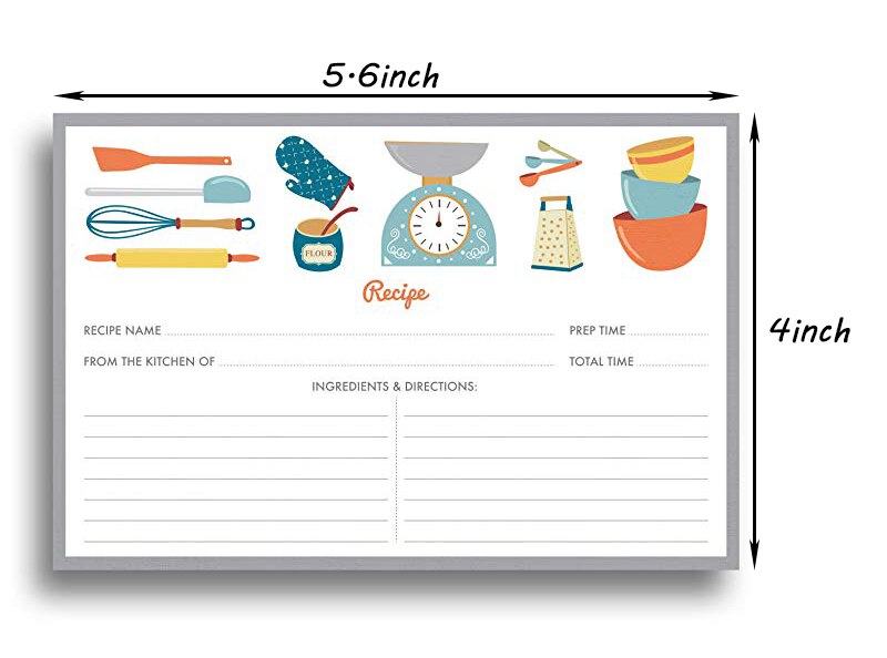 Kitchenware Recipe Cards Double Sided Cards Paper ... – Grandado