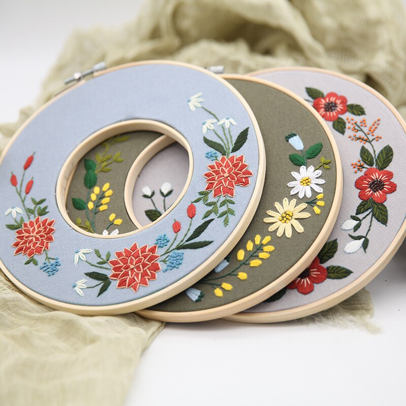 DIY Flower Embroidery Kit with Bamboo Hoop for Beg... – Grandado