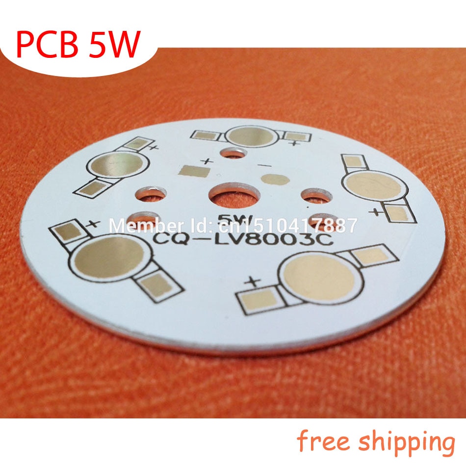 5W LED PCB 49mm for 5pcs LEDs, aluminum plate base... – Grandado