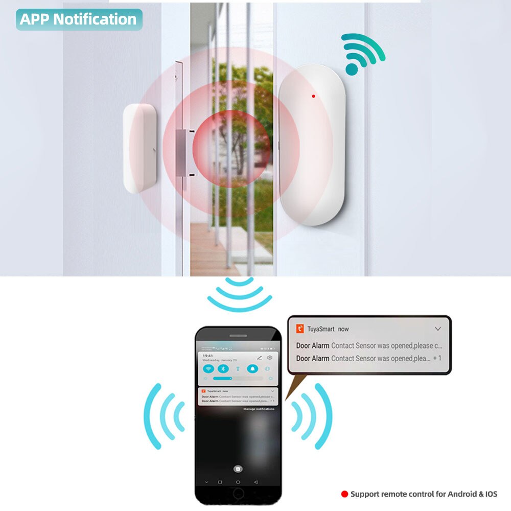 GauTone PB69 TUYA Smart Wifi Door Sensor Home Secu... – Grandado