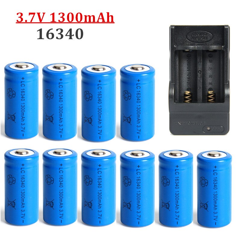 1300Mah 3.7V Li-Ion Oplaadbare 16340 Batterijen CR... – Vicedeal