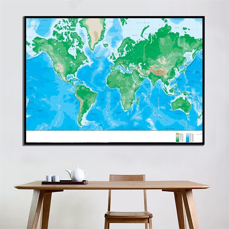 59*42cm Map of The World Non-woven Canvas Painting... – Grandado