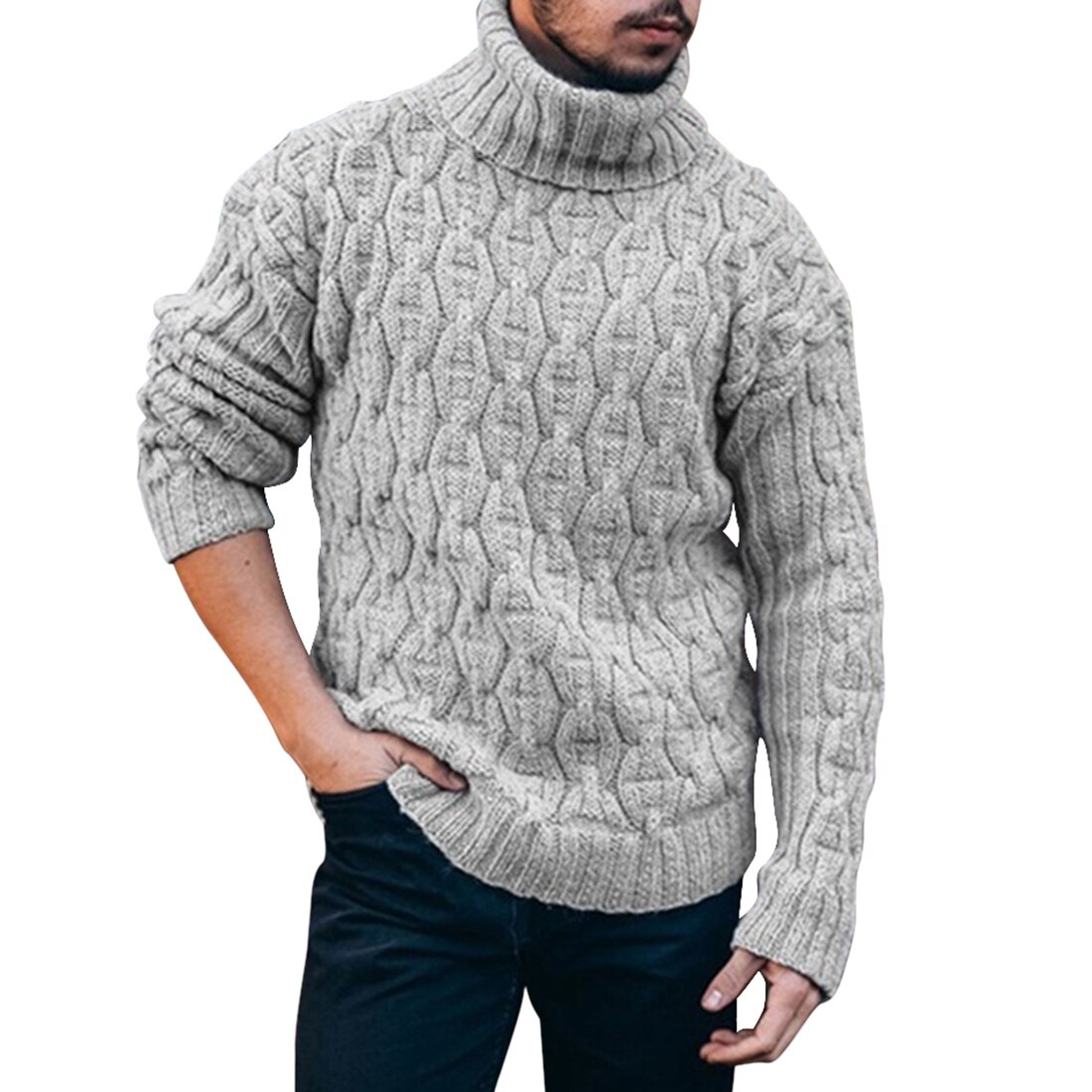 Mens Sweater Turtleneck Thick Warm Mens Sweaters W... – Grandado
