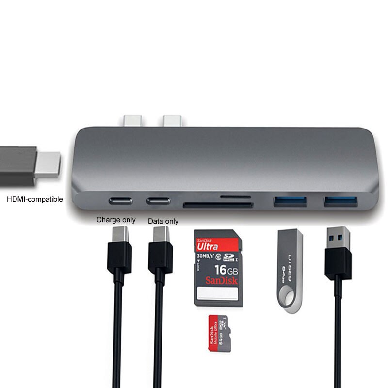 Concentrador de red USB tipo C Thunderbolt 3, adap... – Grandado