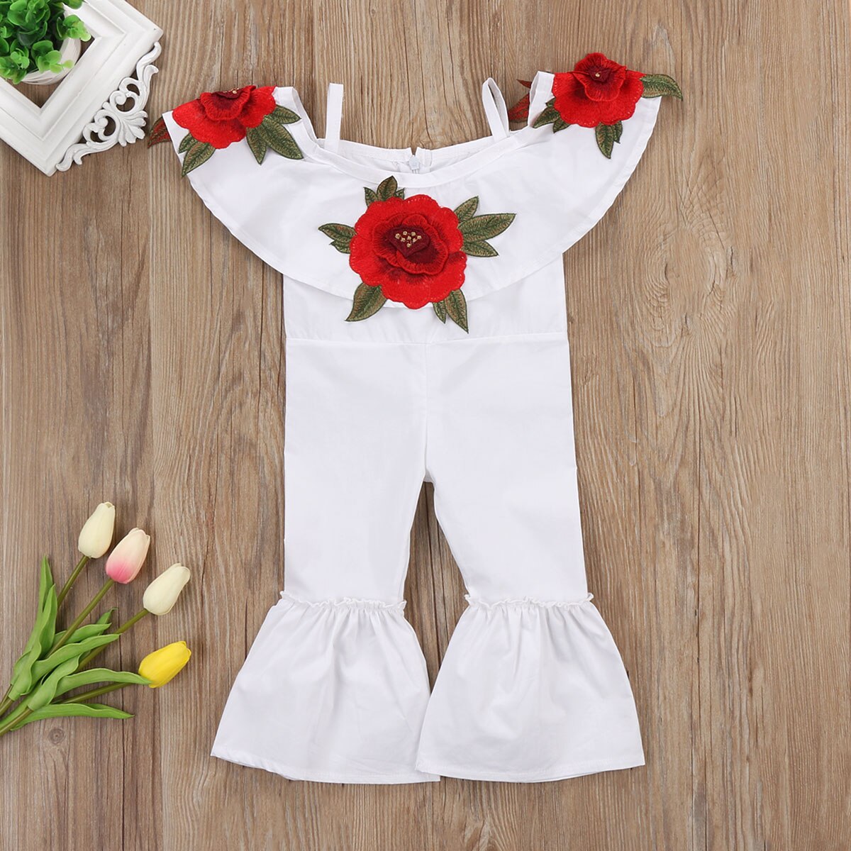 Pudcoco floral småbørn baby pige bukser jumpsuit k... – Grandado