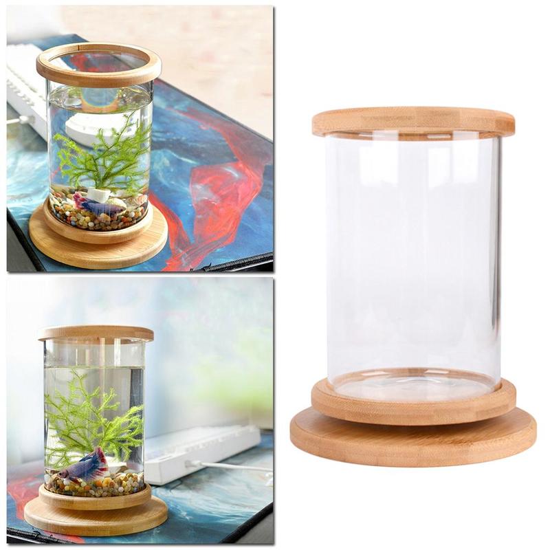 Small Office Glass Aquarium Bamboo Base Mini Fish ... – Grandado