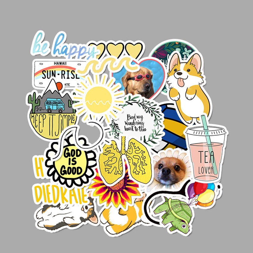 50 Sheets/ Set PVC Stickers Colorful Waterproof St... – Grandado