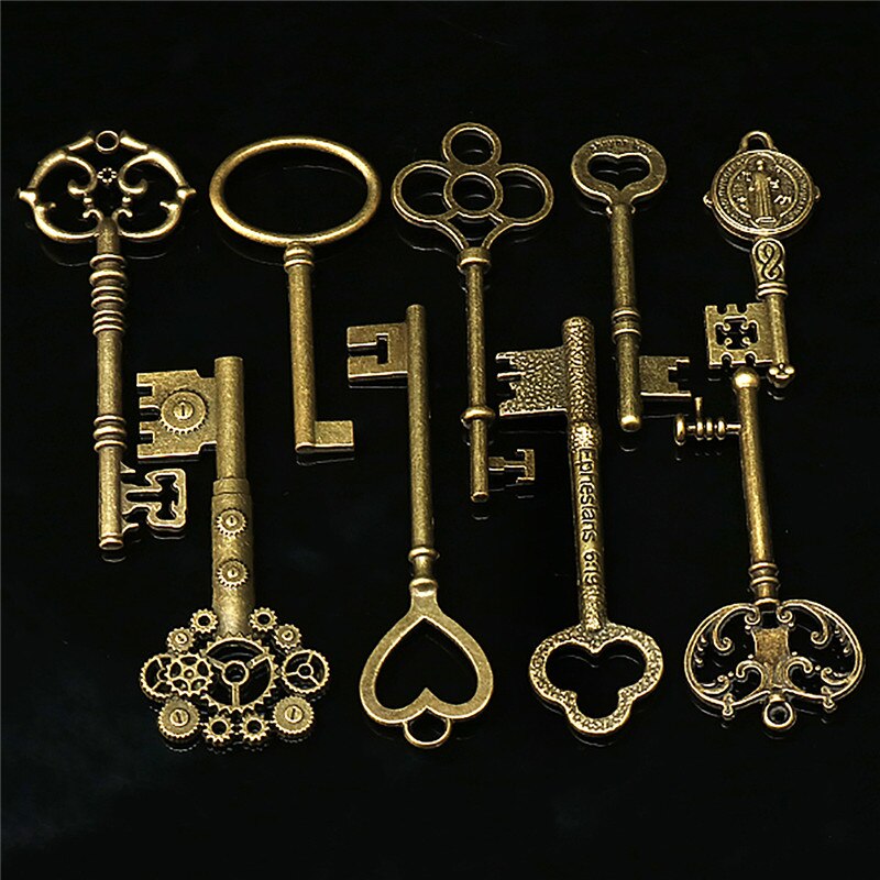9PCS Large Antique Vintage old Brass Skeleton Keys... – Grandado