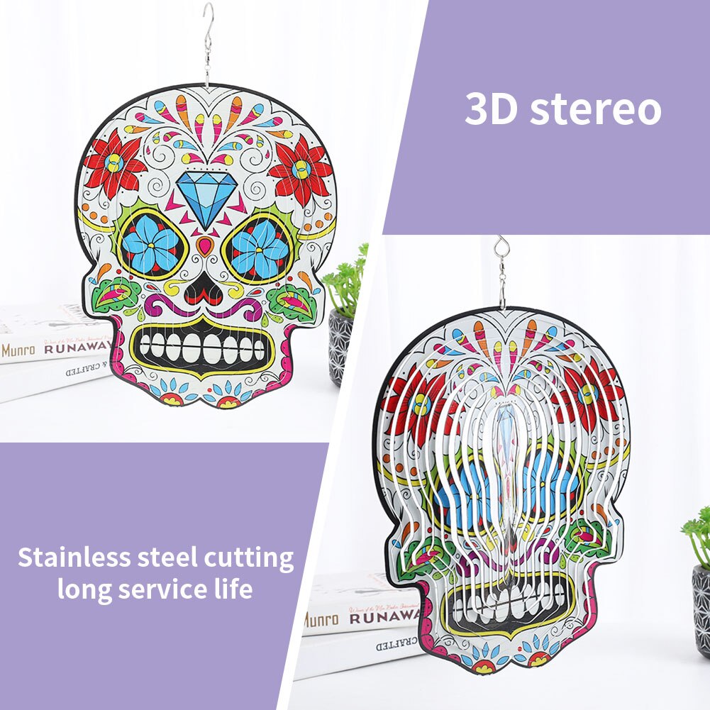 Kleurrijke Schedel Hoofd Wind Spinner Spiraal Rvs ... – Grandado