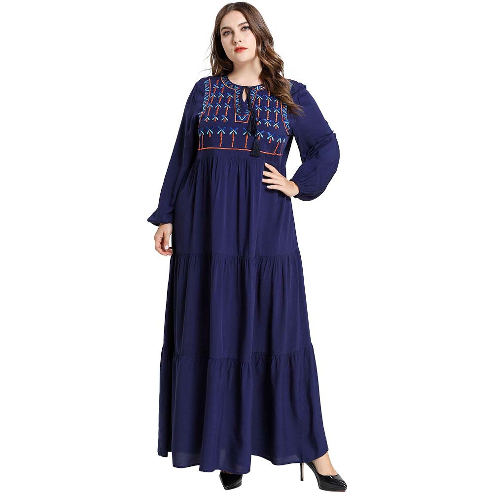 Plus Size Muslim Abaya Dress Women Embroidery Hija... – Vicedeal