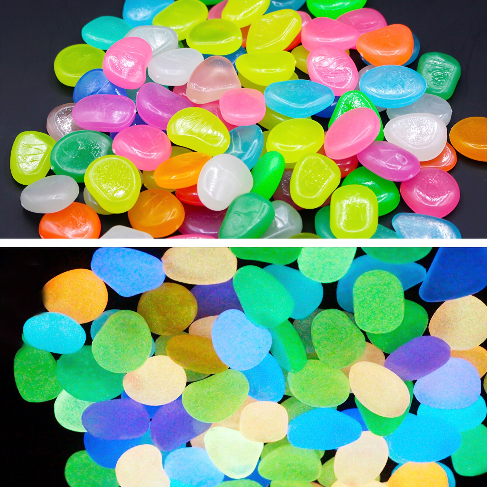 100Pcs Luminous Pebble Glowing Stones Bright Multi... – Grandado