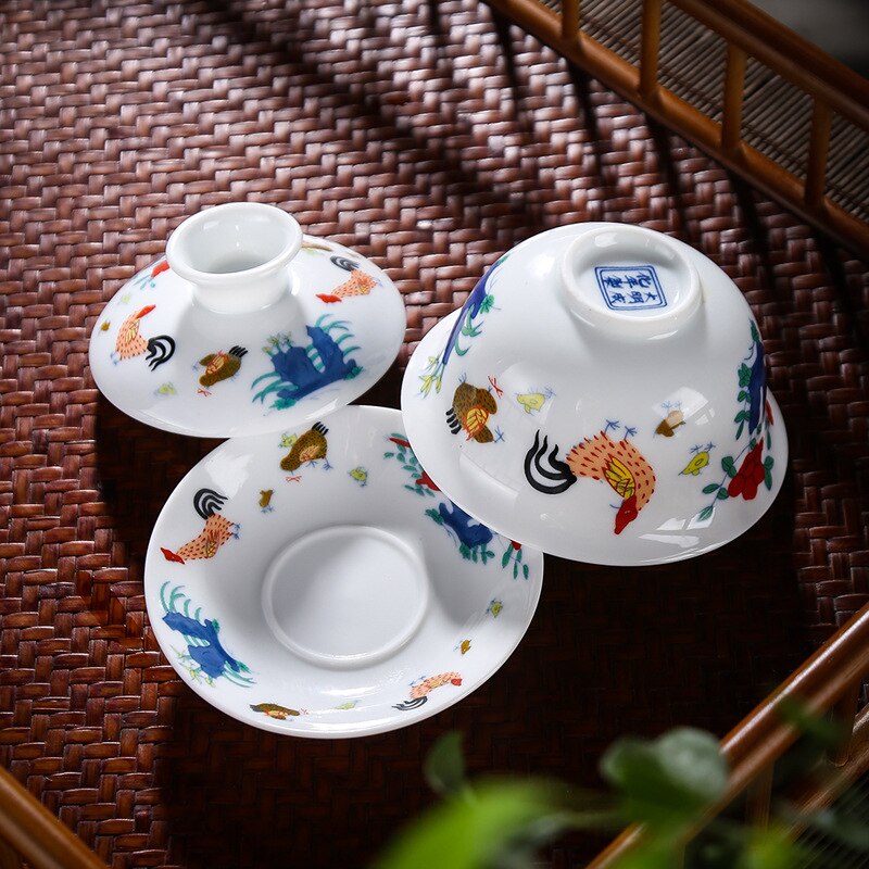 Imitating Ming Dynasty gai wan tea set Bone China ... – Grandado