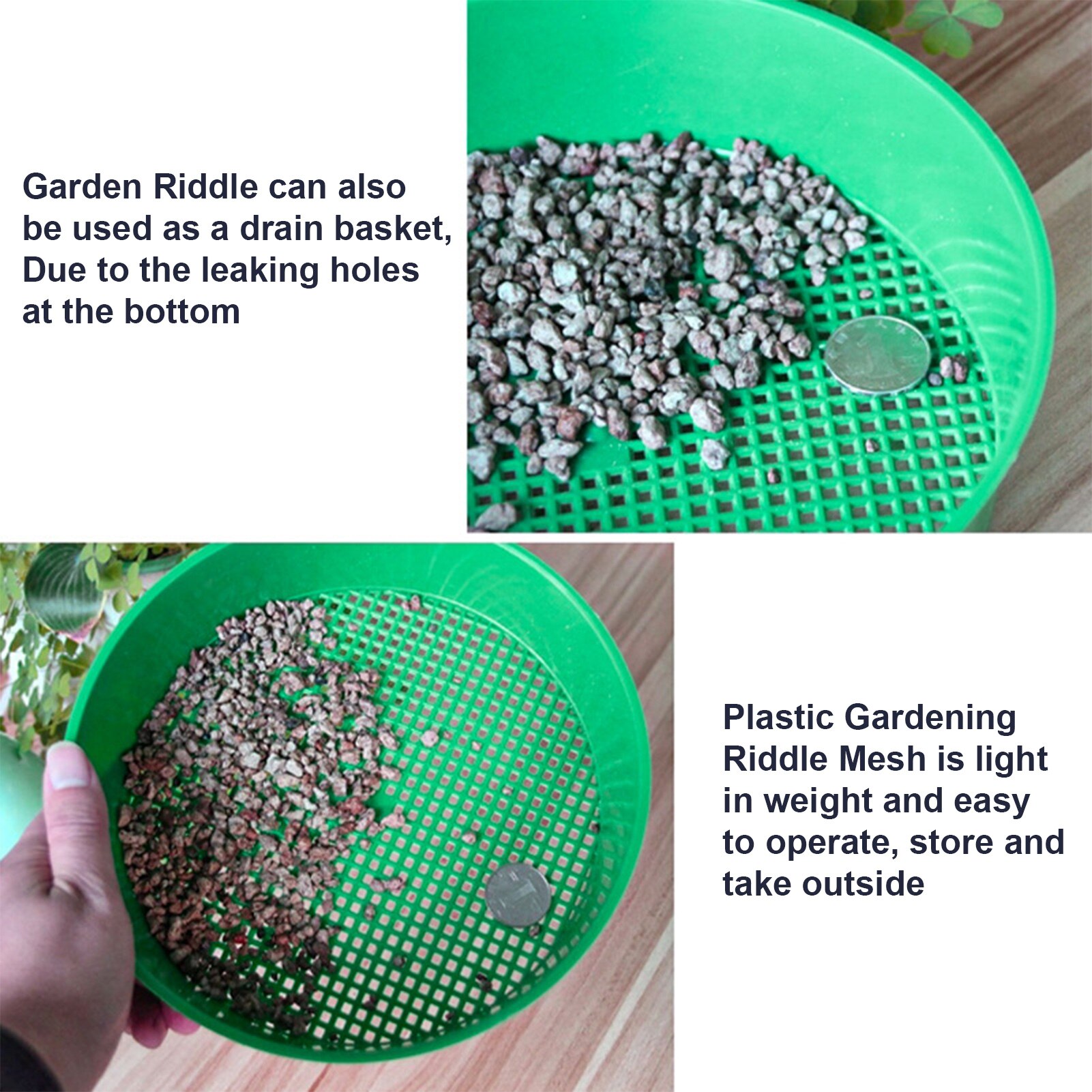 3Pcs/Set Plastic Garden Sieve Riddle Green For Com... – Grandado