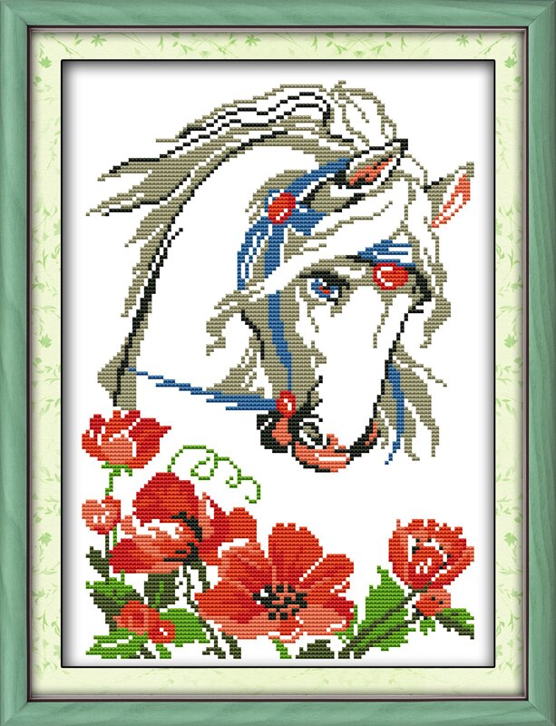 charming horse cross stitch kit cartoon canvas sti... – Grandado