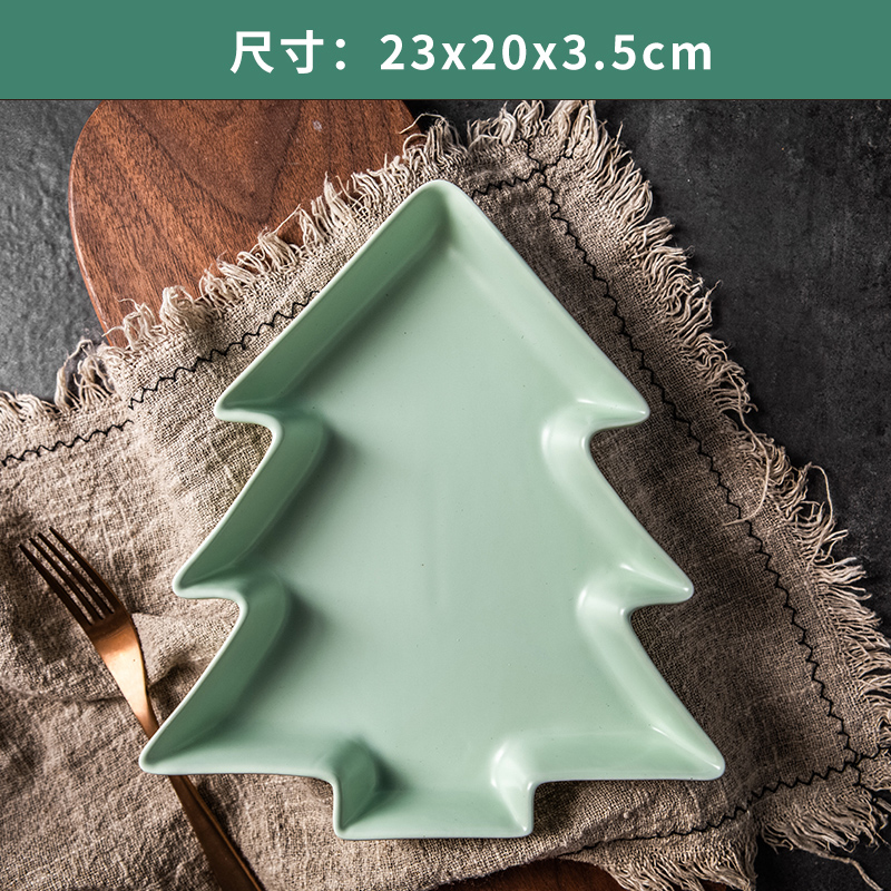 Christmas Tree Plate Ceramic Tableware Profiled Ma... – Grandado