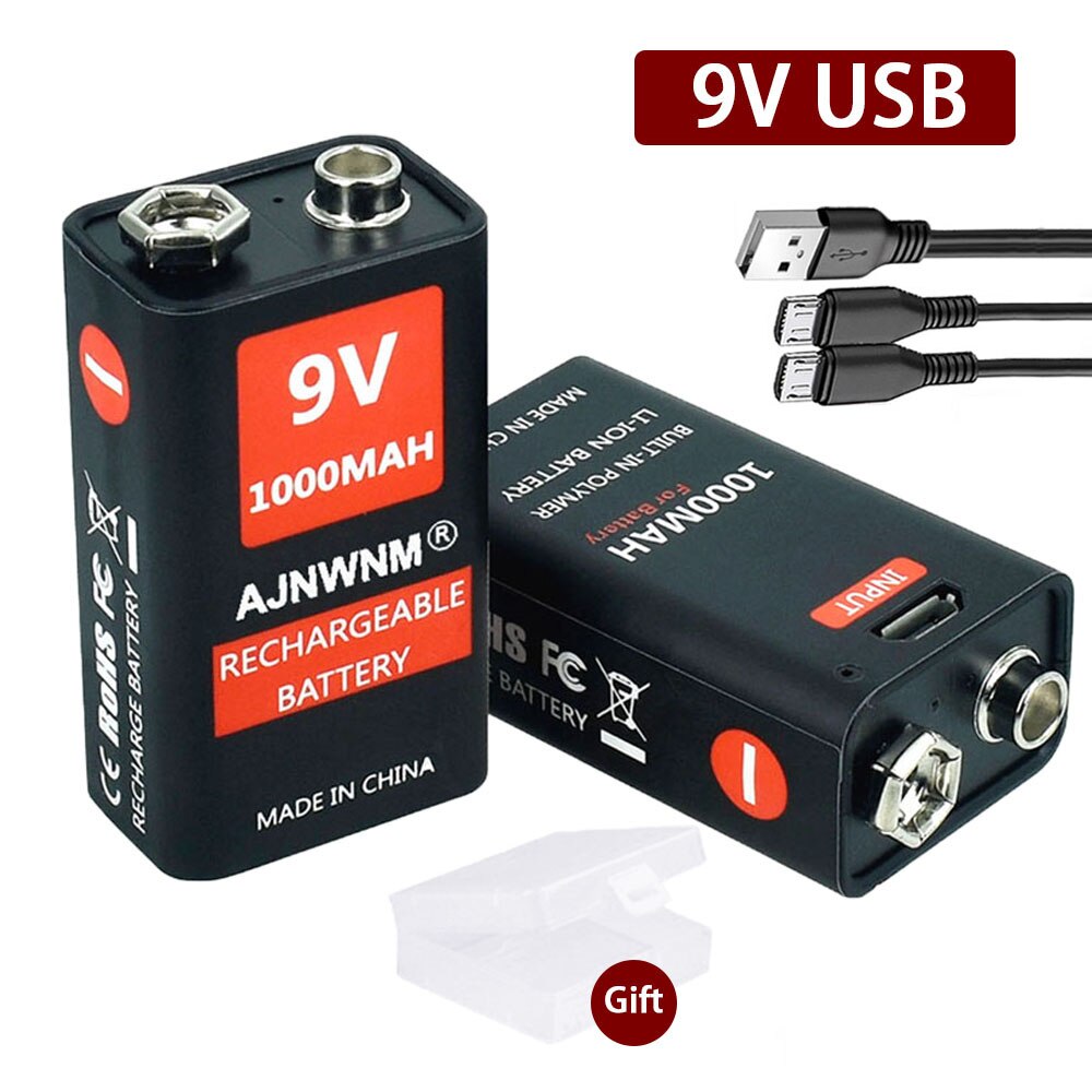 1000mAh micro USB 9 Volt li-ion Akku 6F22 9 V Li i... – Vicedeal