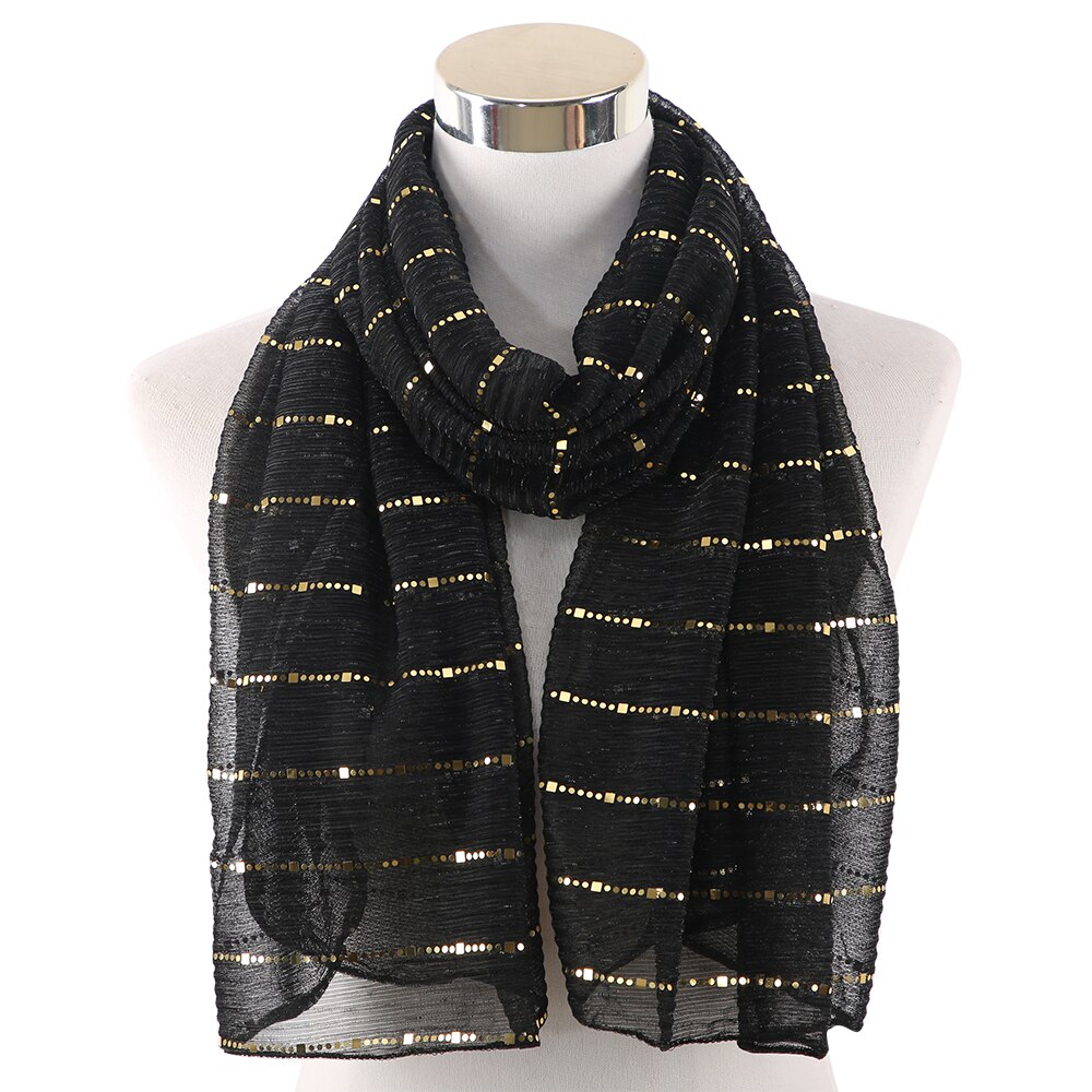Women Scarf Shiny Shimmer Sequins Gold Silver Yarn... – Vicedeal