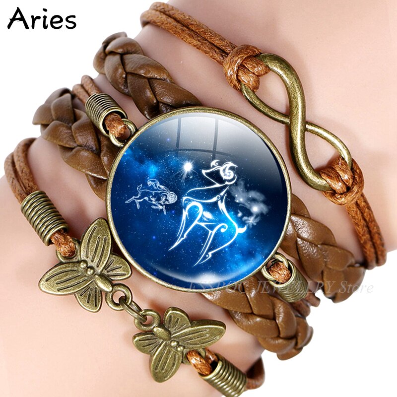 12 Constellations Vintage Bracelet Zodiac Signs Le... – Vicedeal