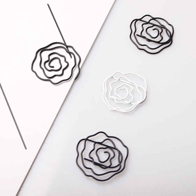 black/white Rose shaped Paper Clips Decorative Kaw... – Grandado